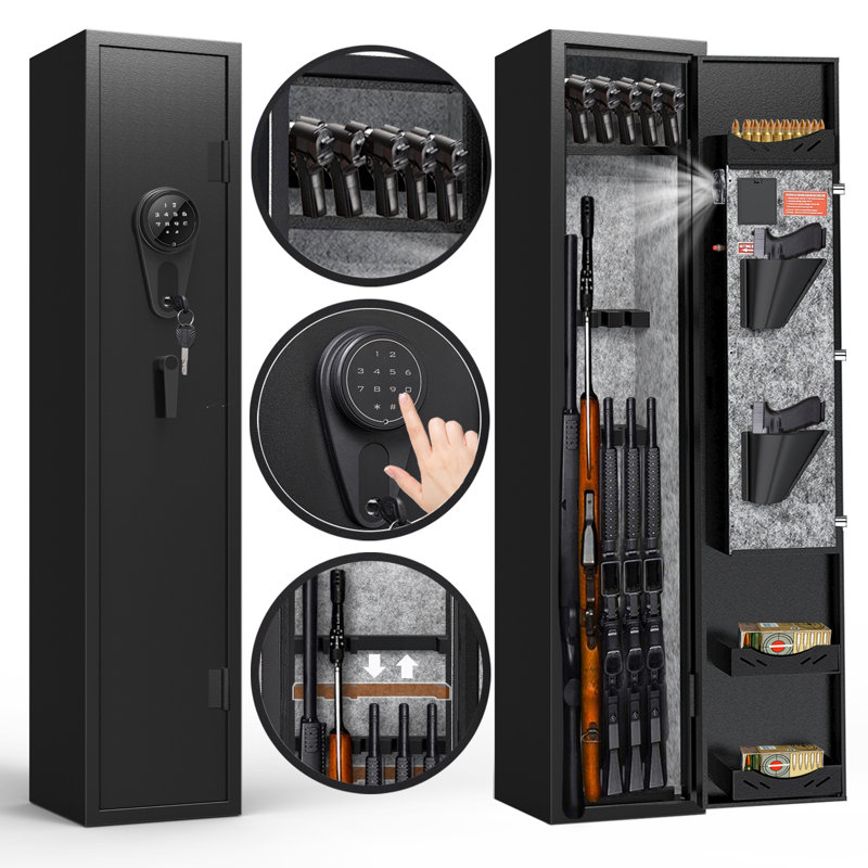 Kaer 4-5 Gun Safe for Home Rifle and Pistols,Gun Cabinet with Removable Shelf & Reviews | Wayfair